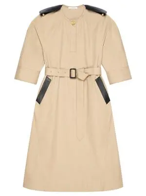 Givenchy Cotton Dress With Leather Details - Light Brown
