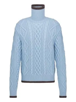 Dior Cd Diamond Twisted Knit Turtleneck Sweater - Blue