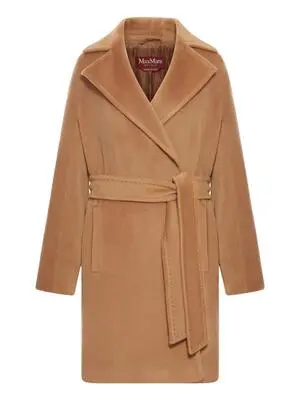 Max Mara Scire Belted Long-sleeve Coat - Camel