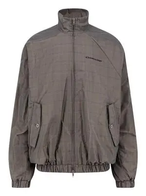 Balenciaga Checked Zip-up Jacket - Greyblue
