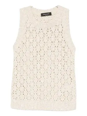 Fabiana Filippi Openwork Knit Sleeveless Vest - Light Beige