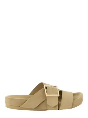Loewe Suede Ease Buckle Slides - Sahara