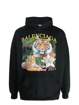 Balenciaga Tiger Graphic Hoodie - Black