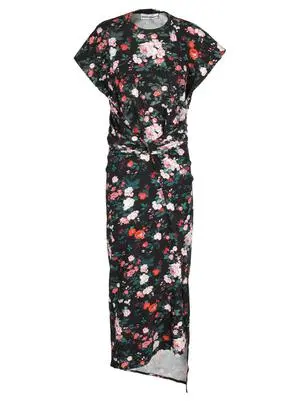 Rabanne Floral Print Asymmetrical Maxi Dress - Black