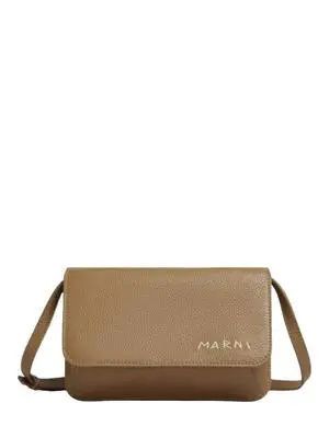 Marni Textured Leather Shoulder Bag - Brown