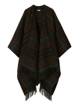 Burberry Checked Fringed Open-front Cape - Snug