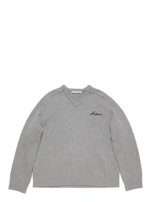 Acne Studios V-neck Embroidered Jumper - Dark Gray