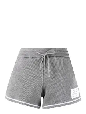 Thom Browne Loopback Cotton Knitted Shorts With Contrast Stitching - Medium Gray