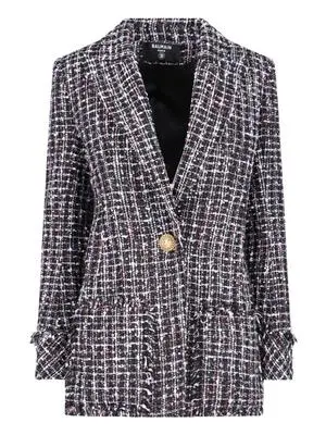 Balmain Single Breasted Tweed Jacket - Black