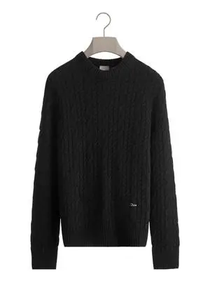Dior Cable Knit Crewneck Sweater With Embroidery - Black