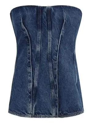 AGOLDE Lara Strapless Denim Top - Blue