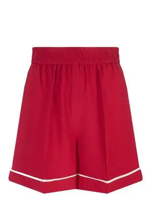 Red Valentino Valentino High Waist Contrasting Trim Shorts - Red