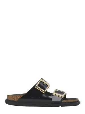 BIRKENSTOCK Birkenstock Arizona DB Hex Double Strap Sandals With Metal Pin Buckles High-gloss Black