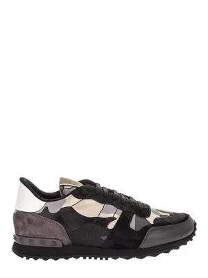 Valentino Garavani Rockrunner Camouflage Sneakers - Black