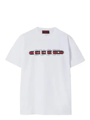 Gucci Gucci Logo Printed Crewneck T-Shirt White