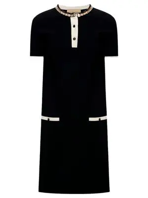 Valentino Garavani Embroidered Stretch Viscose Dress - Black