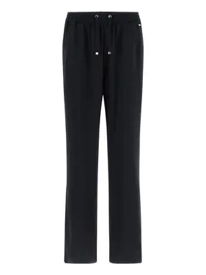Herno Wide Leg Satin Trousers - Black