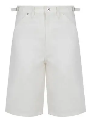 JIL SANDER Logo Embroidered Denim Shorts - White