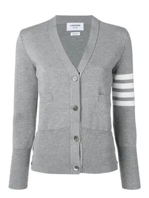 Thom Browne Thom Browne 4-Bar Milano Stitch Buttoned Cardigan Light Grey