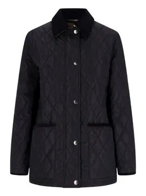 Burberry Quilted Long Sleeve Jacket With Patch Pockets - Black
