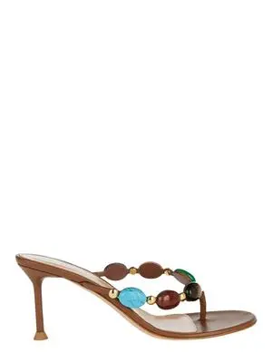 GIANVITO ROSSI Embellished Round Toe High Heel Sandals - Brown