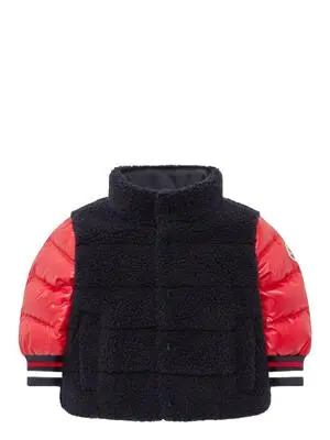 Moncler Down Coat With Logo Patch - Royal Blue