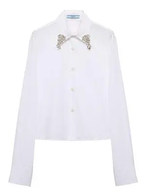 Prada Prada Embellished Collar Shirt White