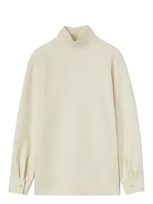 JIL SANDER High-neck Knitted Jumper With Back Slit And Side Slits - Chalk