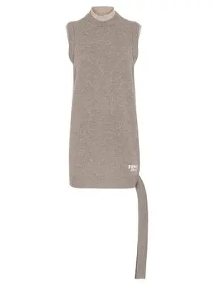 Fendi Logo Intarsia-knit Sleeveless Mini Dress - Grey