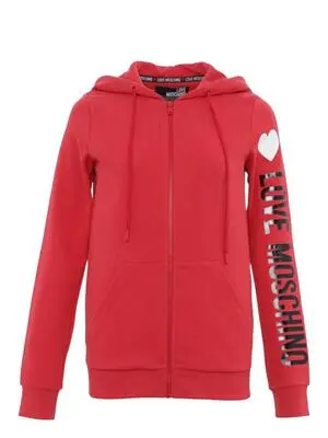 Moschino Hooded Casual Zip-up Jacket - Red