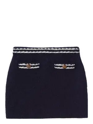 MIU MIU Miu Miu Embroidered Logo Stripe Trim Knitted Mini Skirt