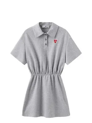 Marissa Chiara Marissa Chiara Short Sleeve Dress With Heart Embroidery Grey