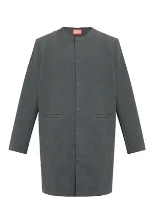DIESEL® Collarless Single-breasted Coat - Grey