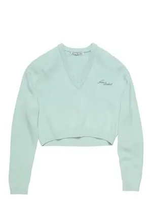 Acne Studios V-neck Embroidered Jumper - Faded Mint