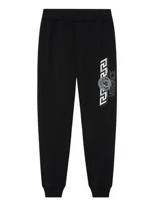 Versace Greca Detailed Jersey Knitted Track Pants - Black