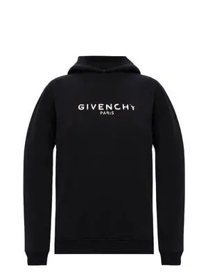 Givenchy Vintage Effect Logo Oversized Hoodie - Black