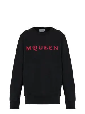 Alexander McQueen Embroidered Logo Crewneck Sweatshirt - Black