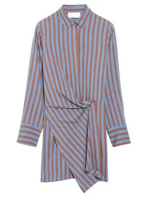 Vanessa Bruno Long-sleeved Shirt Dress With Logo Embellishment - Blue