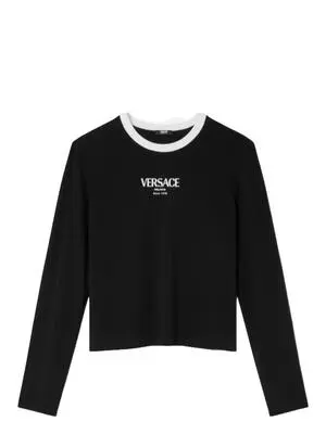 Versace Versace Long Sleeve Crewneck Top Black
