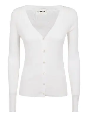 P.a.r.o.s.h Long-sleeved V-neck Knitted Cardigan - White