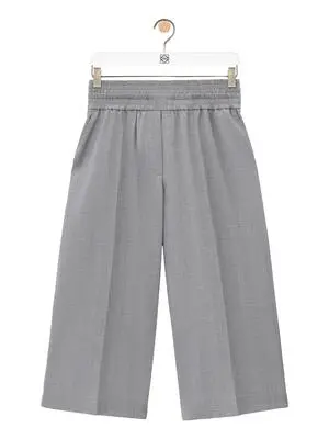 Loewe Cropped Wool Trousers - Light Grey Melange