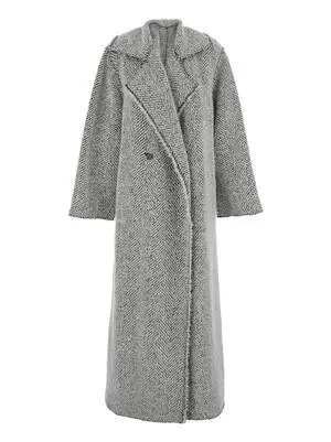 Alberta Ferretti Herringbone Bouclé Coat - Grey