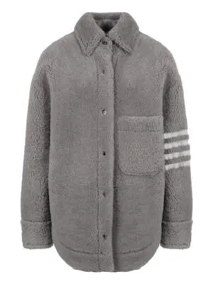Thom Browne Thom Browne 4-Bar Buttoned Oversized Shirt Jacket Medium Gray
