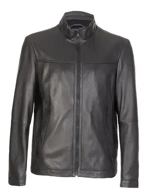 Hugo Boss Long-sleeved Leather Jacket - No