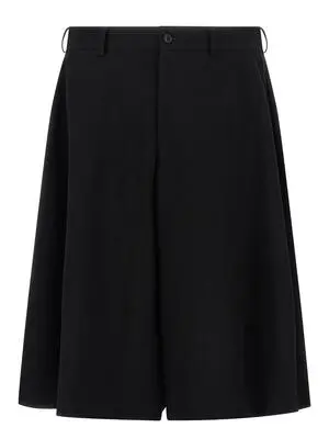 Comme Des Garçons Pleated Wide-leg Shorts - Black