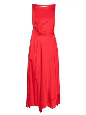 LANVIN Sleeveless Ruched Midi Dress - Red