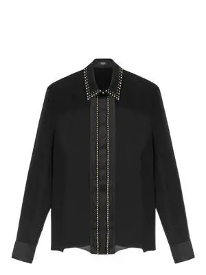 Versace Embellished Georgette Relaxed Shirt - Black