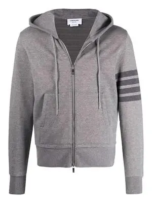 Thom Browne Tonal 4-bar Zip-up Hooded Jacket - Medium Gray