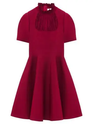 Alexander McQueen Lace-panelled Flared Mini Dress - Deep Red