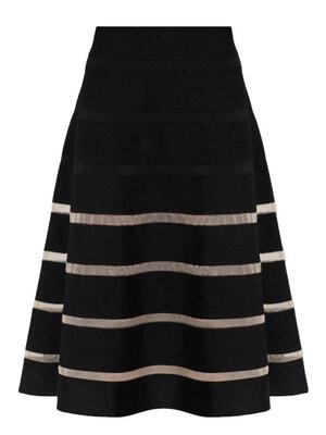 Balmain Balmain Striped Flared Midi Skirt No